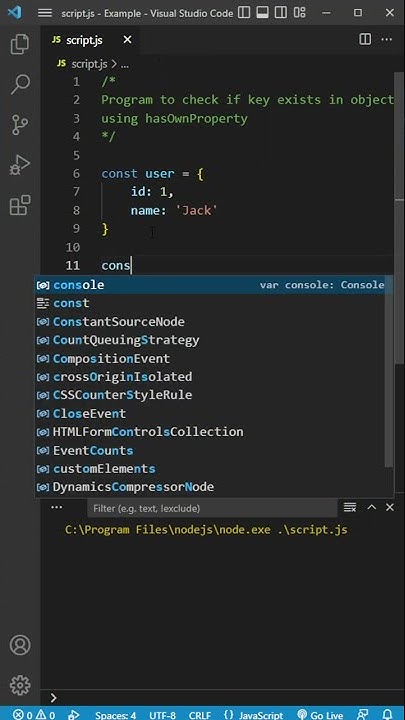 JavaScript Program to Check if a Key Exists in an Object - YouTube
