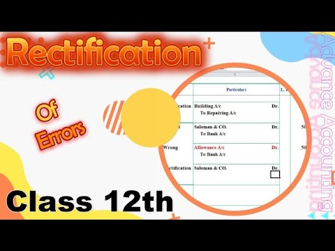 Rectification of errors Journal Entry class 12 - YouTube