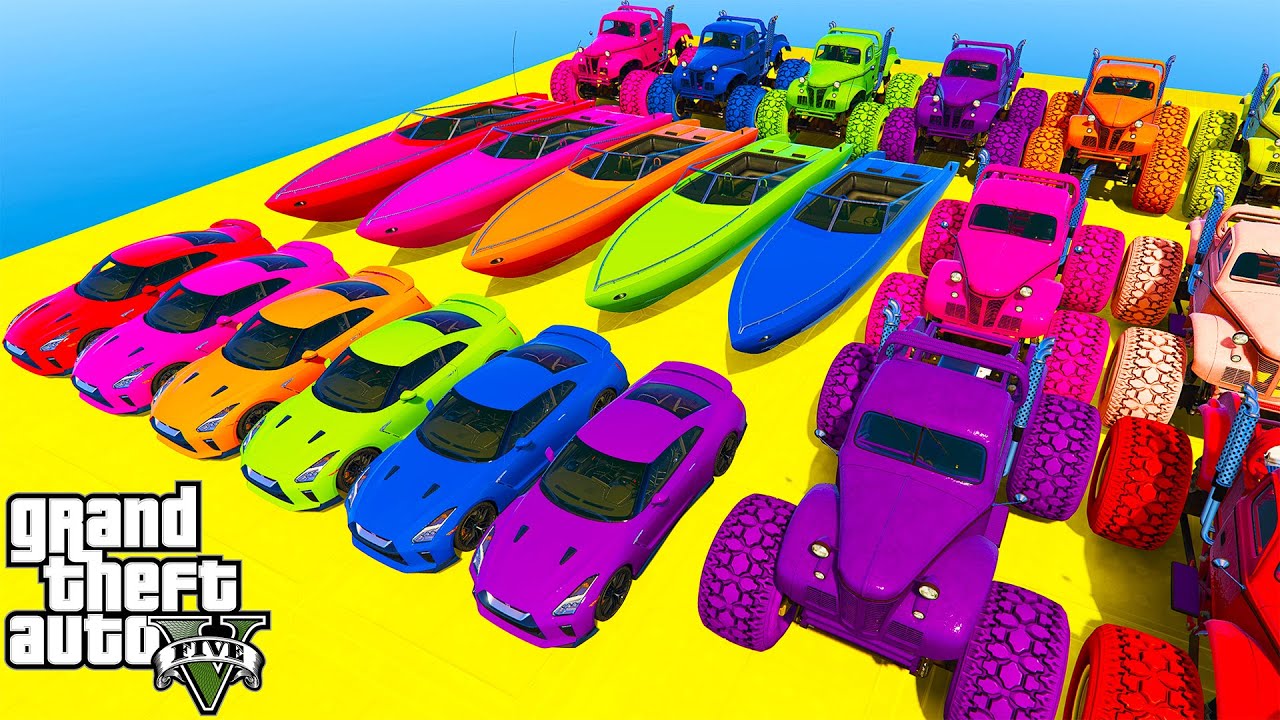 GTA V Stunt Map Car Race Challenge On Super Cars, Aircraft, Boats ...