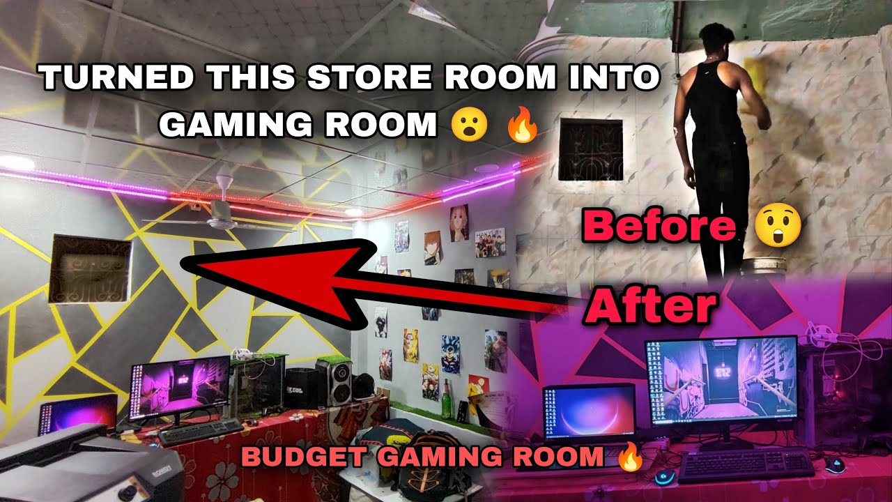Full Room Transformation Into a GAMING ROOM | False PVC Ceiling Lights ...