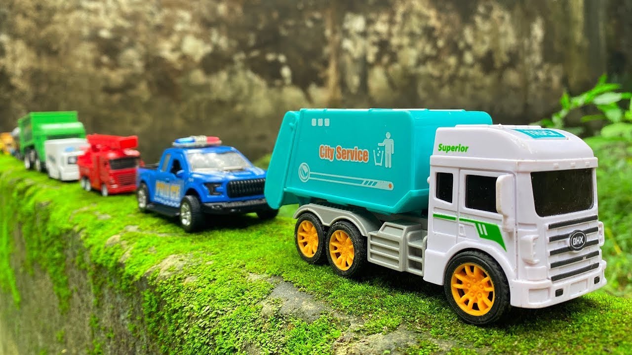 Cleaning Lots of Toys Vehicles, JCV,Drum Truck, Police Car - YouTube