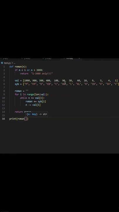 Int To Roman เฉลย Coding Python Vscode Programming Code Youtube
