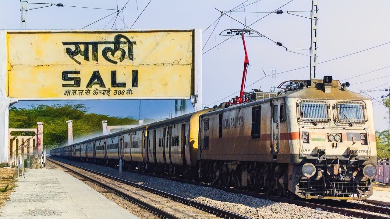 Back to back 4 electric train crossed Sali Station | साली स्टेशन ...
