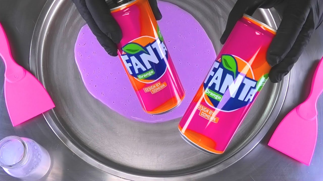 Pink Fanta Lemonade rolled Ice Cream - how to make pink fried Ice Cream ...