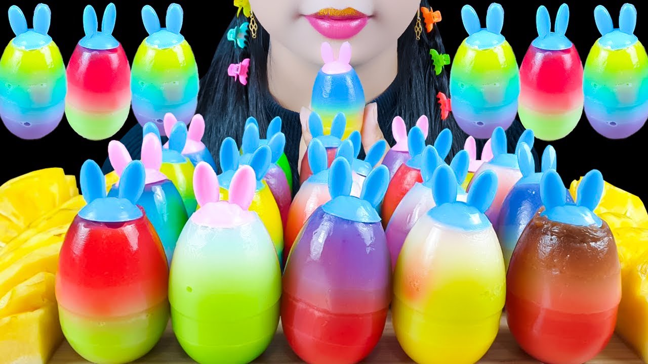 ASMR RAINBOW JELLY DESSERT *GALAXY JELLY EASTER EGGS, PINEAPPLE FRUIT ...