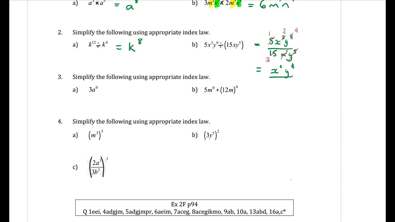 Year 10 5.3 Indices and Surds 6 - Review of index laws - YouTube
