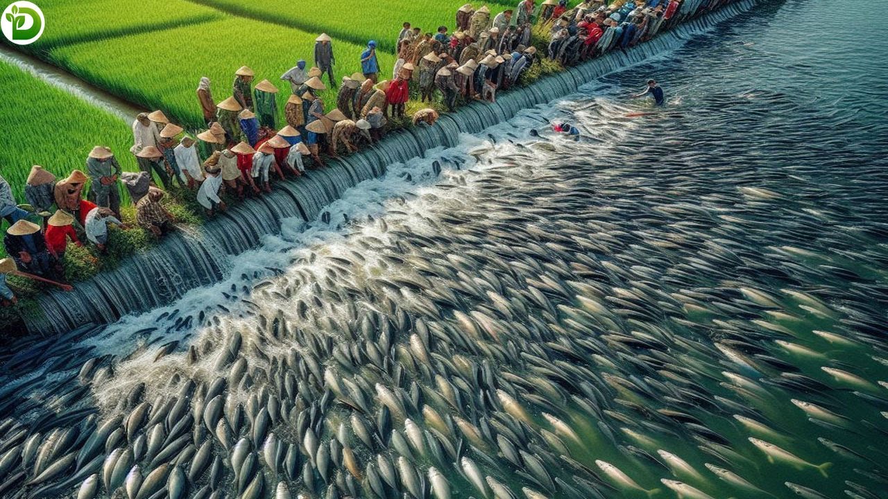 PERFECT! How Farmers Combine Raising Tons Of Fish In Rice Fields? - YouTube