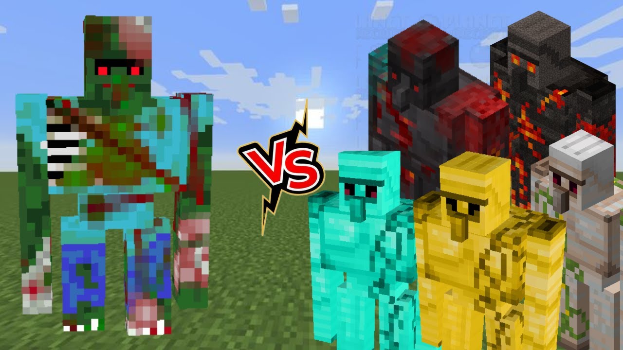 mutant zombie villagers vs all types of golem in Minecraft | The mutant ...