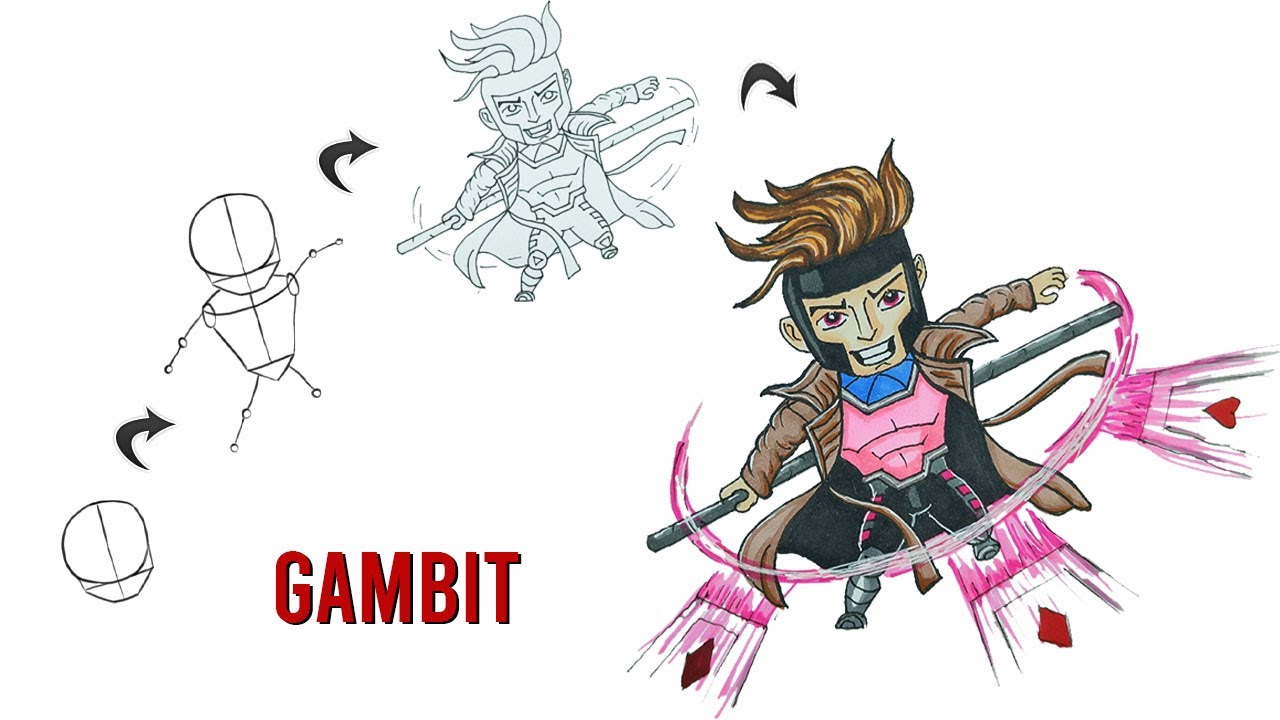 Drawing Gambit !!! How To Draw Gambit from X Men - YouTube