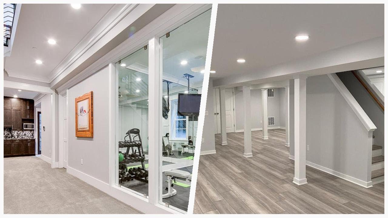 75 Large Gray Basement Design Ideas You'll Love 🌈 - YouTube