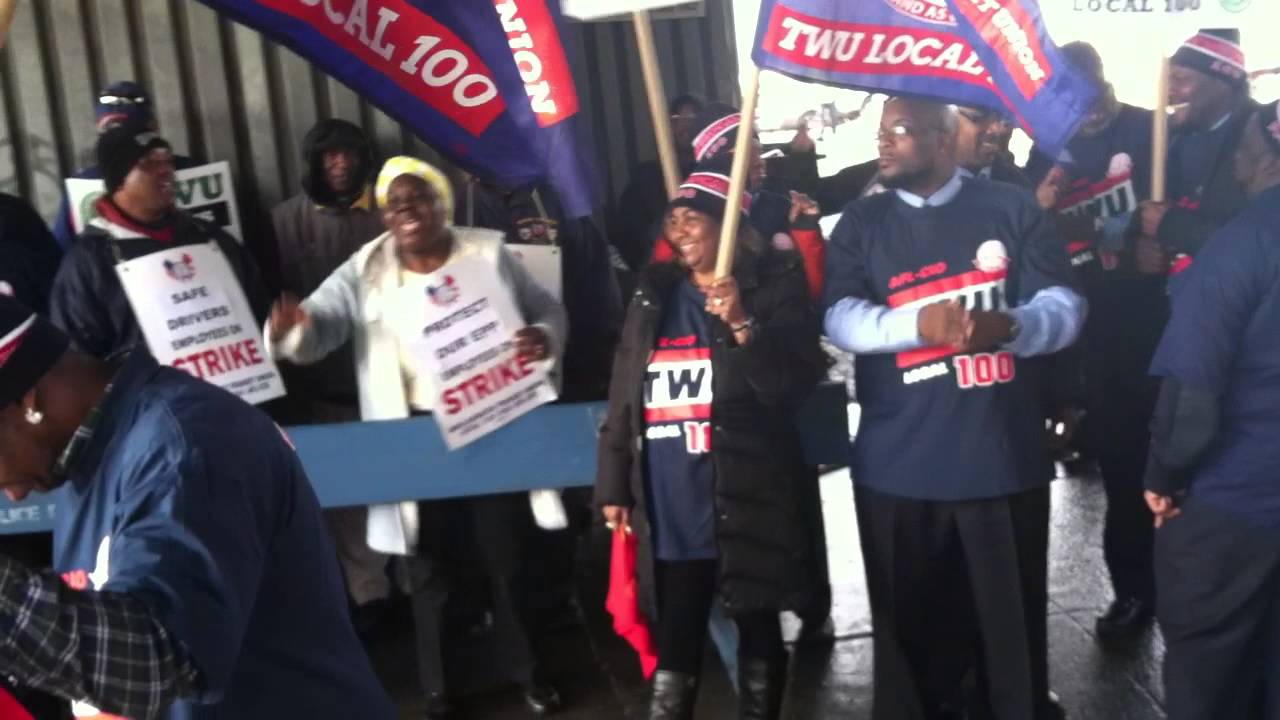 TWU, ATU United on Brooklyn Strike Lines - YouTube