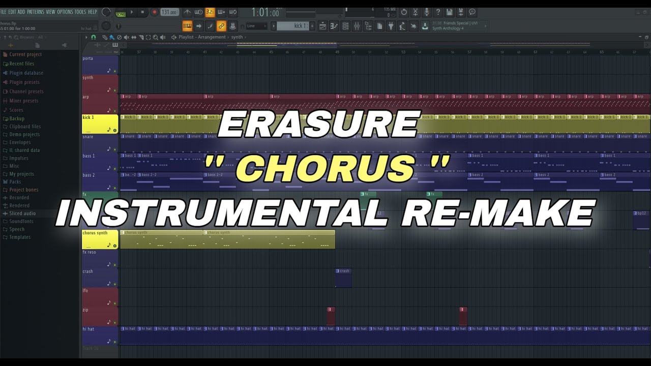Erasure '' Chorus '' Instrumental Re-make Fl Studio- Synth 1 Vst - YouTube