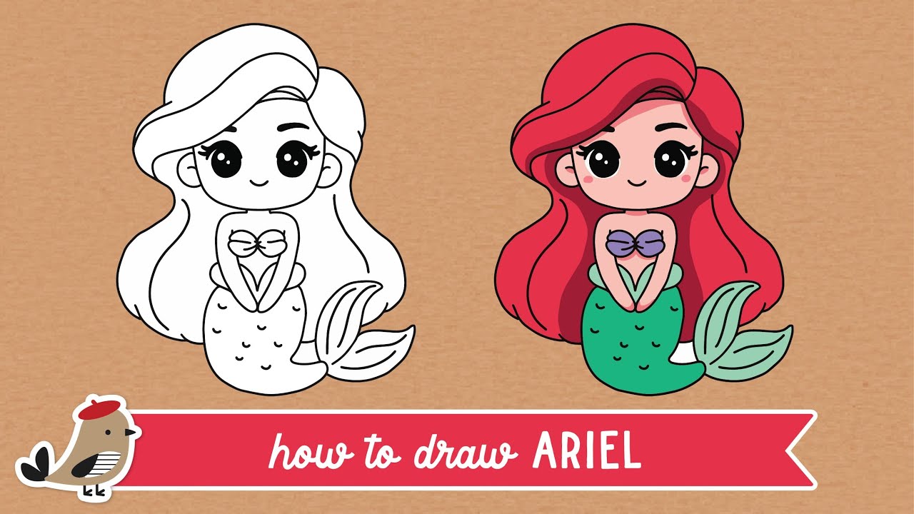 How To Draw Ariel From Little Mermaid | Easy Drawing For Kids - YouTube