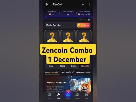 Zen coin daily combo Today 1 December | Zen coin combo cards #zencoin #combo - YouTube