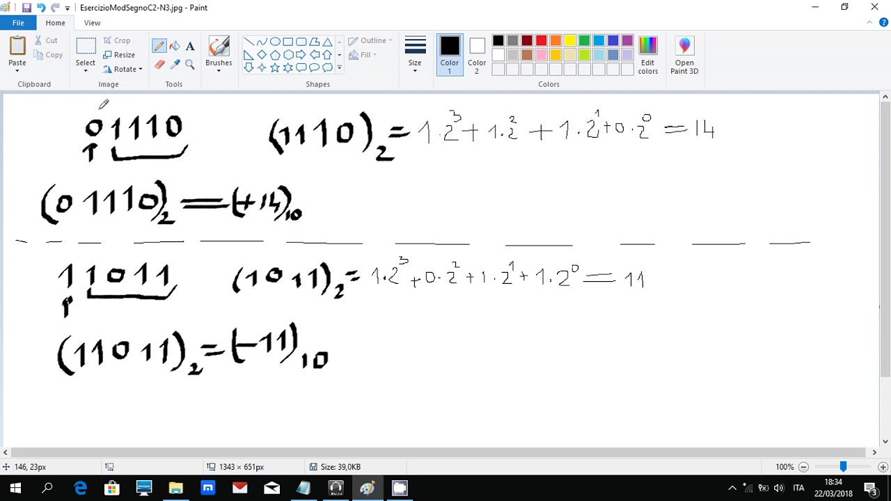 Esercizio: convertire in decimale un numero binario espresso in modulo ...
