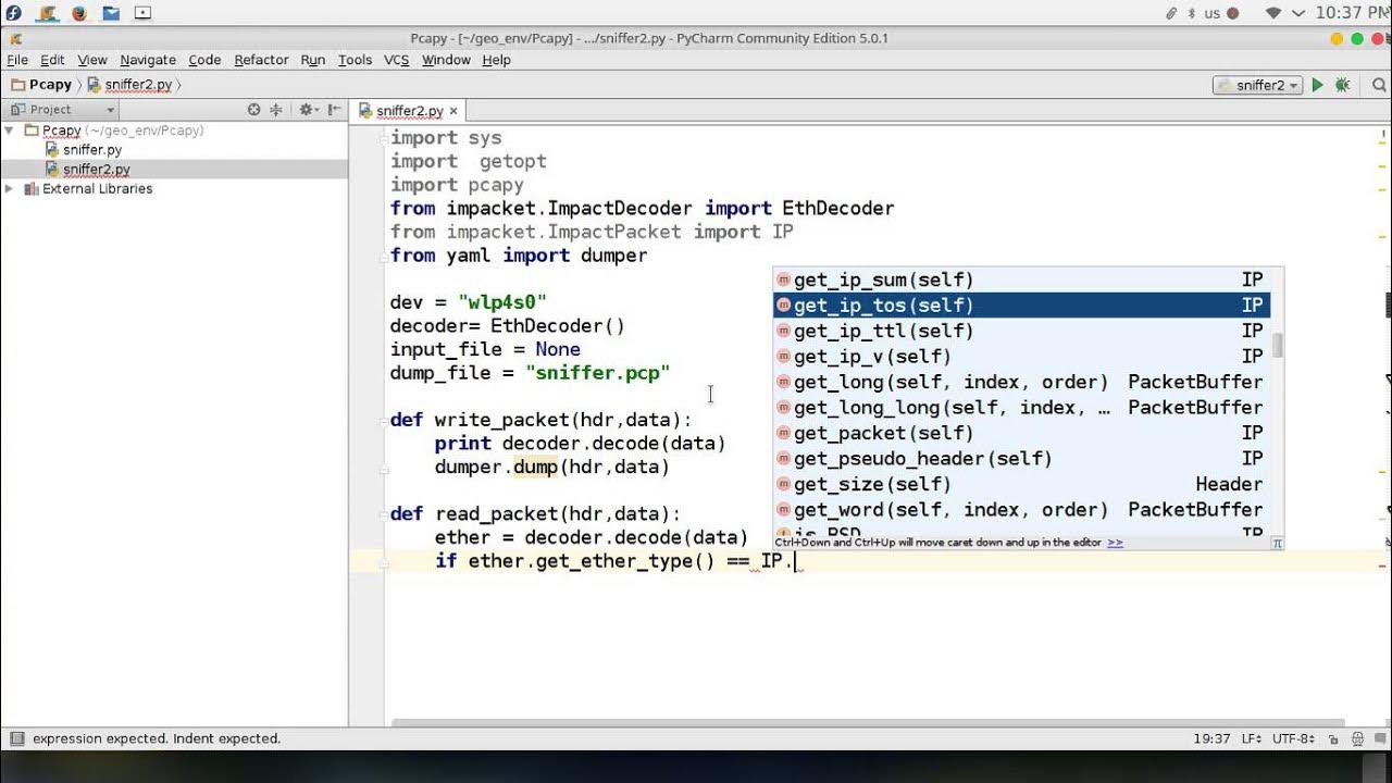 95 Python network programming pcapy library - YouTube