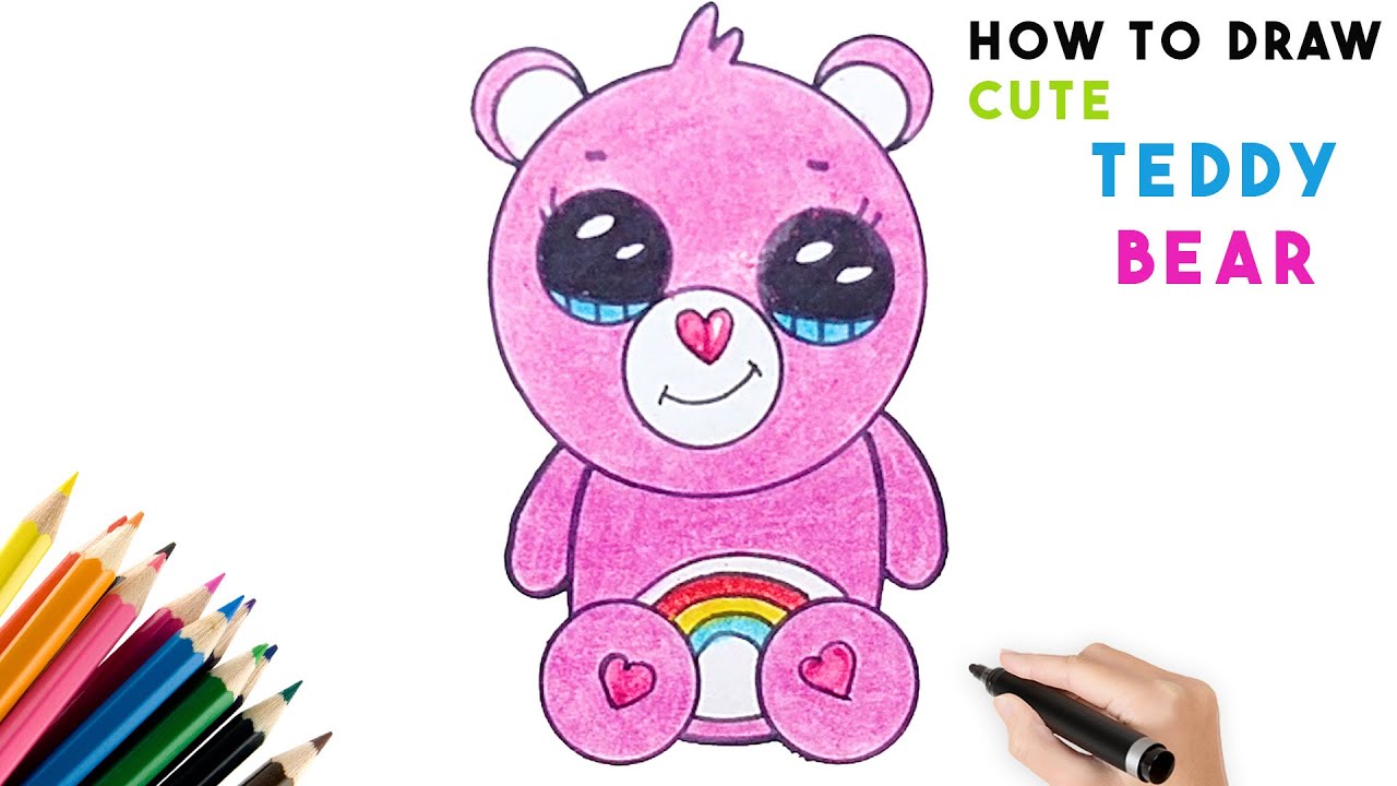 How To Draw Cute Teddy Bear Easy Step By Step Drawing Of Kids | Cute ...