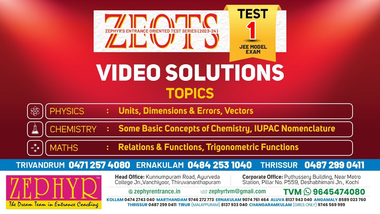 ZEOTS | JEE MODEL TEST-1 | 13-08-2023 - YouTube