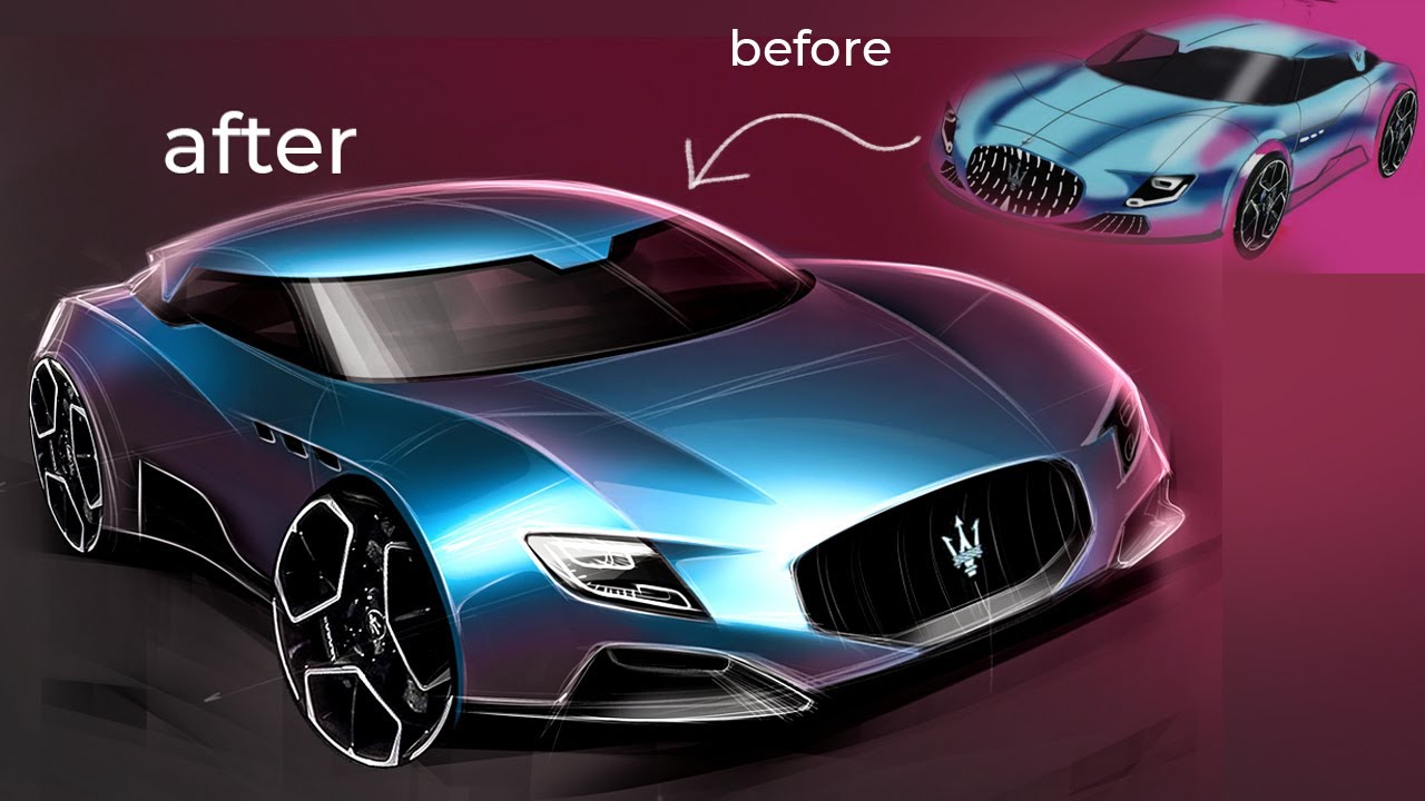 How To Add Metallic Paint On Your Car Design Sketches?! 🚗 Reviewing ...