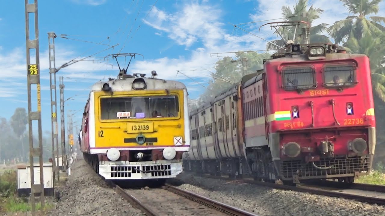 Dangerous Wap4 Intercity Express+Katwa Howrah Emu Local Skipping Balagarh Railgate | Eastern ...