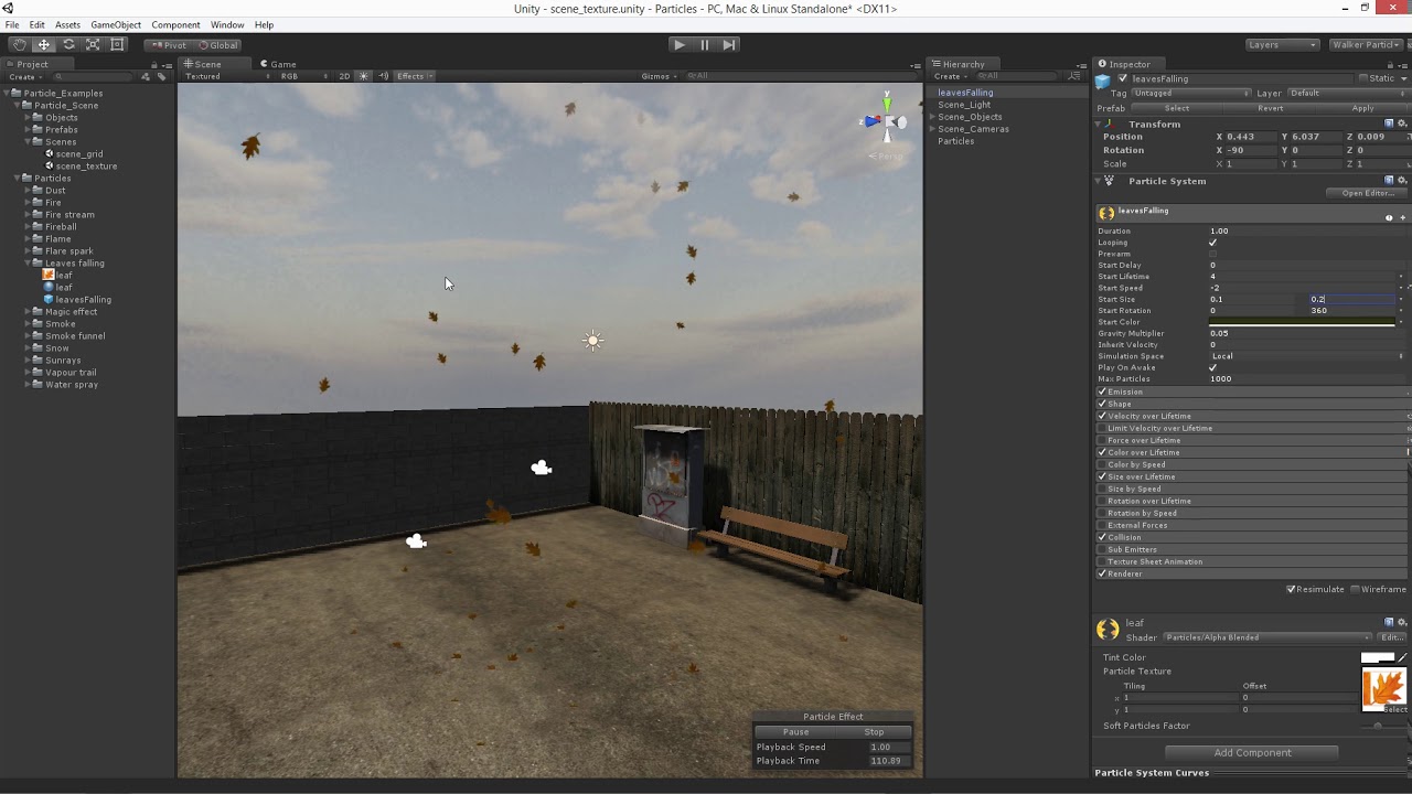 unity 3D particles leaves falling 2 - YouTube