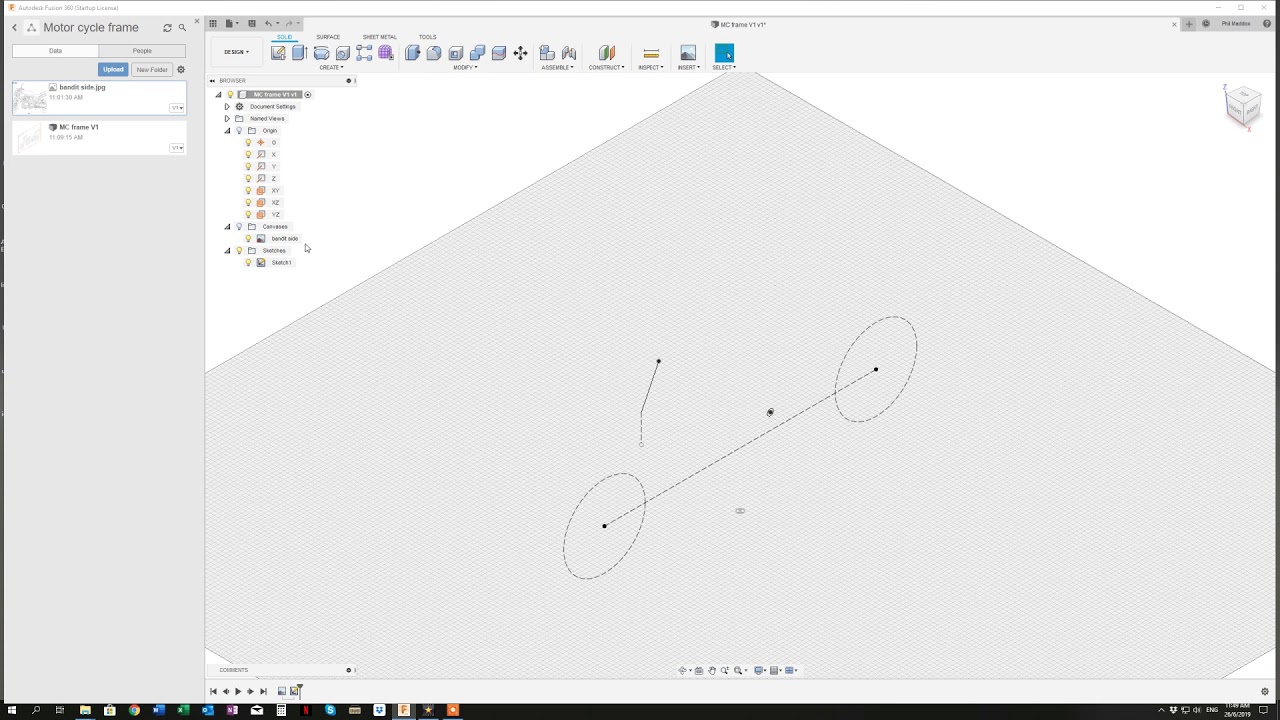 Fusion 360 Basic motor cycle frame modeling - YouTube