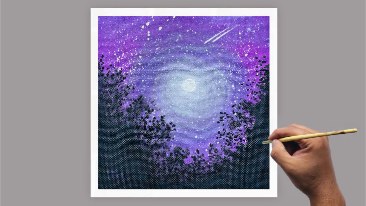 Easy Starry Night Painting | Acrylic Painting For Beginners | Easy ...