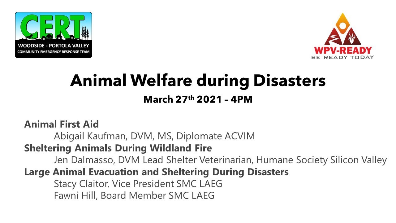 WPV Ready & CERT Webinar - Animal Welfare During Disasters, March 2021 ...