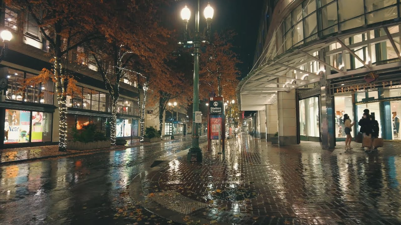 Portland Walk at Night in the Rain, Binaural Audio (October 2021) - YouTube
