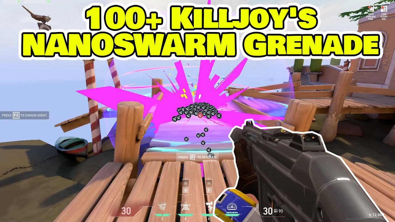 Detonating 100+ Killjoy's NANOSWARM Grenade - YouTube