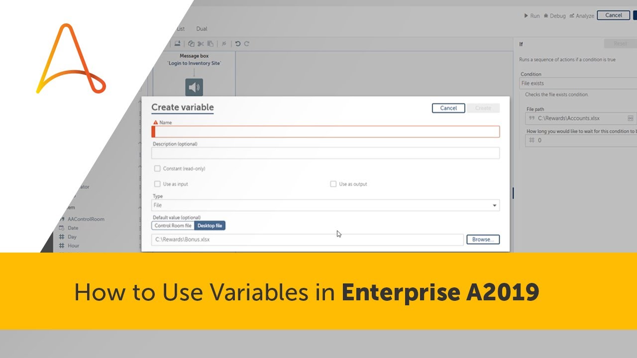 How to Use Variables in Enterprise A2019 - YouTube