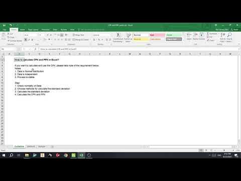 CPK and PPK in Excel - Minitab - YouTube
