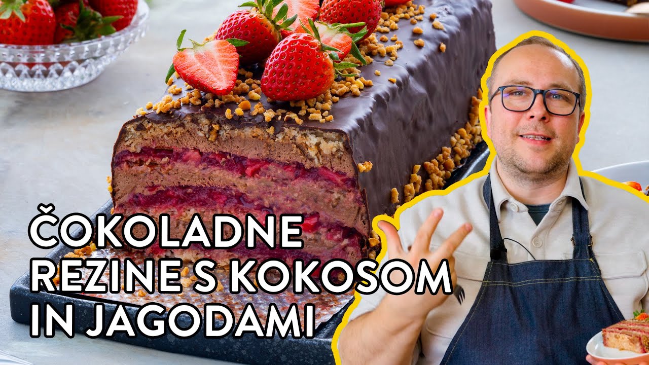 Čokoladne rezine s kokosom in jagodami - YouTube
