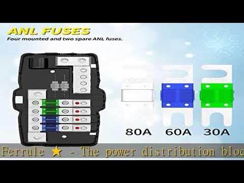 Joinfworld Fused Power Distribution Block Car Audio 4 Way MIDI(Mini-ANL) Fuse Block 12V 0/4 ...
