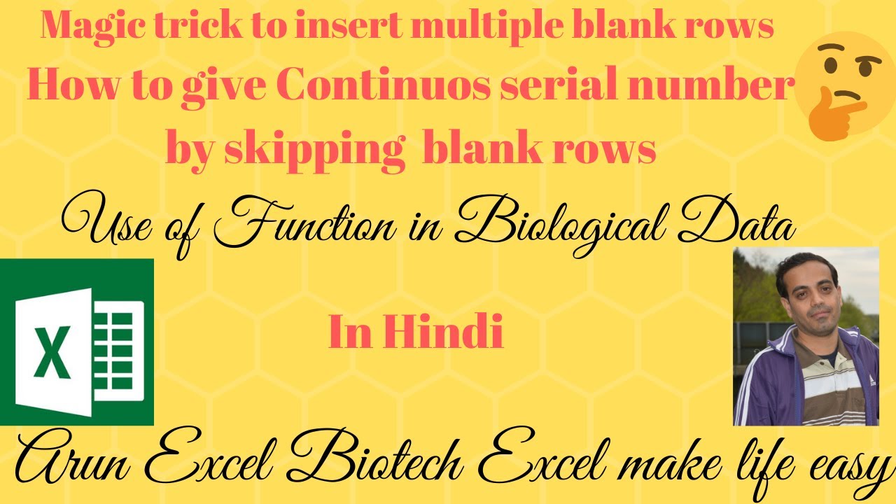 MS Excel 2019 | Insert multiple blank rows | Continuos serial number ...