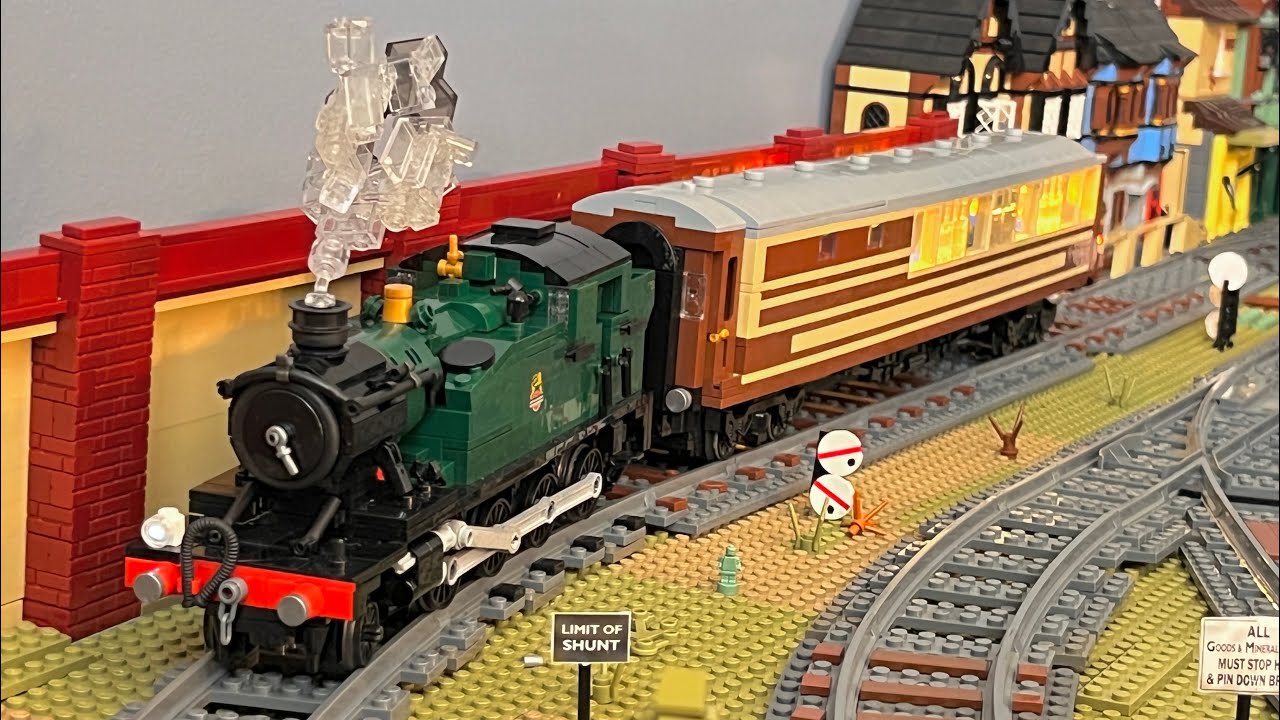 LEGO MOC GWR 4200 running session with light kit and steam crane - YouTube
