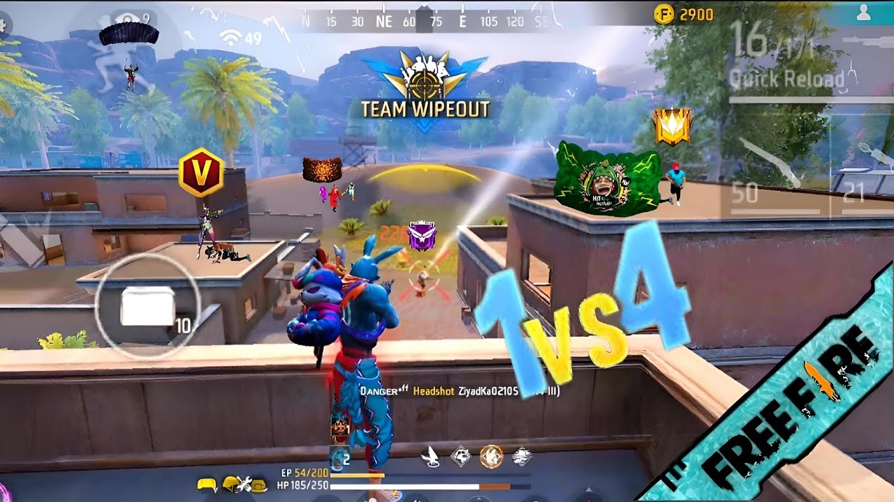 free fire 🔥 solo vs squad 💪 gameplay 🎯 mobile 1vs4 free fire FF ...
