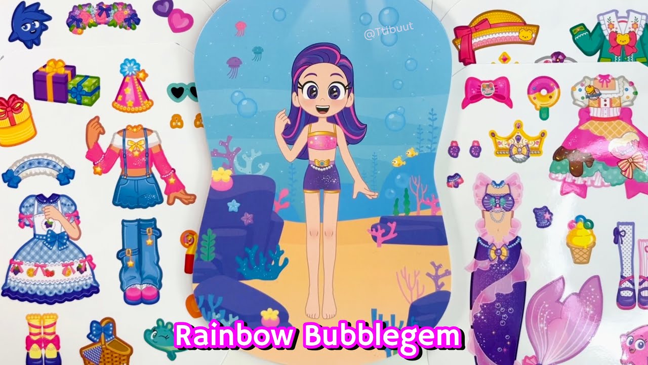 🌈 레인보우버블젬 패션 코디네이터 🧜♀️ 스티커북 놀이 종이diy Youtube