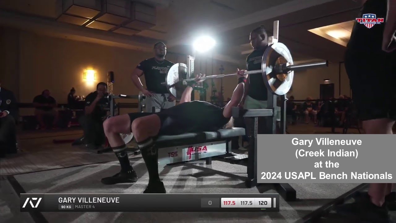 Gary Villeneuve (Creek Indian) at the 2024 USAPL Bench Nationals - YouTube