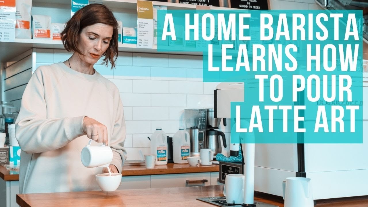 Teaching a beginner how to pour latte art patterns (Expert Barista ...