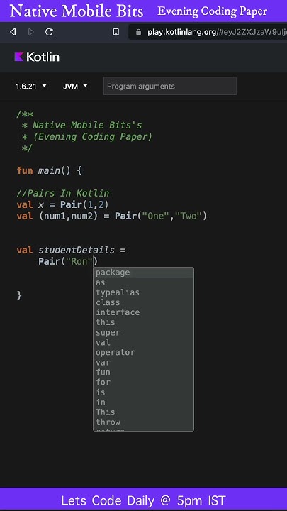 "Pairs" in Kotlin #shorts - YouTube