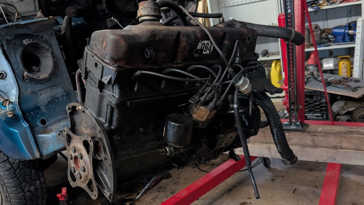 Dodge b150 van engine removal. (slant six) - YouTube
