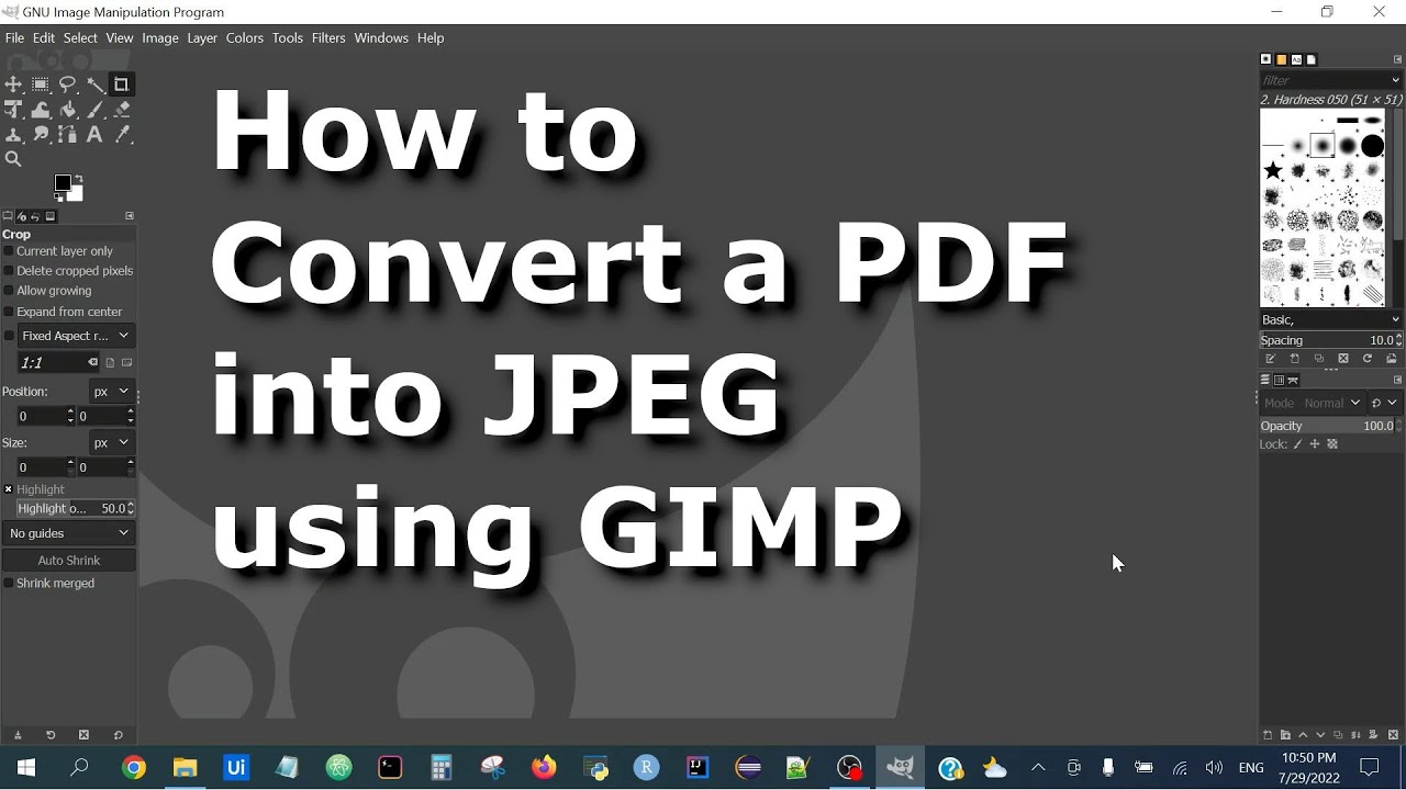 HOW TO: convert a PDF into JPEG file using GIMP - YouTube