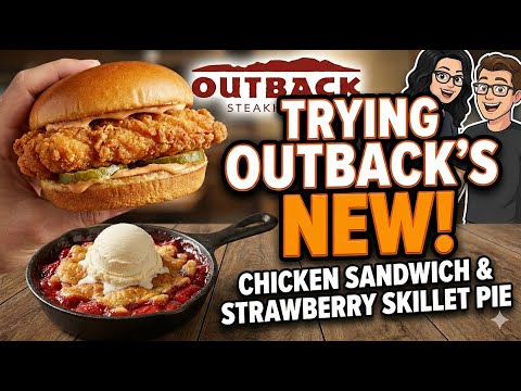 Trying Outback Steakhouse Chicken Sandwich & Strawberry Pie - YouTube