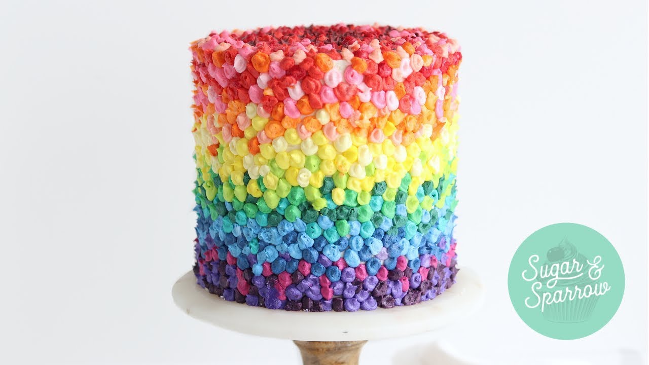 How To Make A Gradient Rainbow Buttercream Cake - YouTube