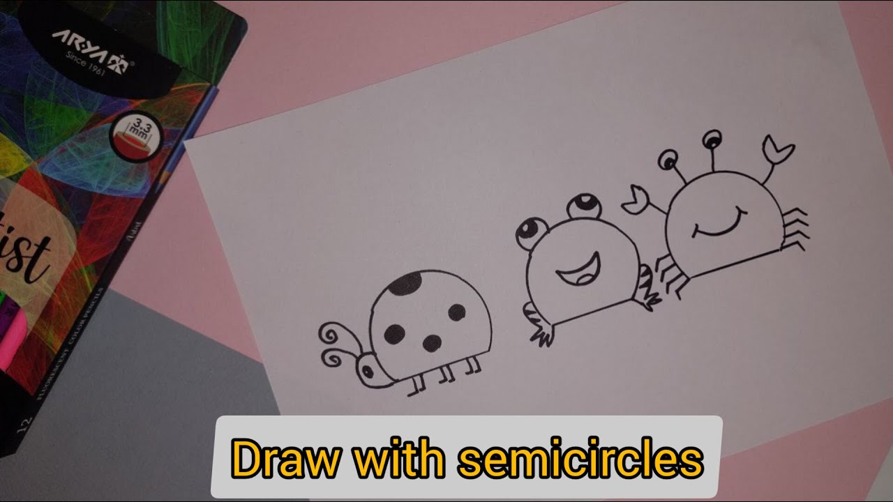 Easy drawing: How to draw with semicircle easily- step by step- basic ...