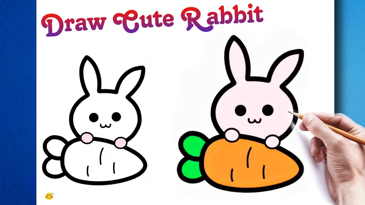How To Draw Rabbit With Carrot | Rabbit Drawing Easy Step By Step | # ...