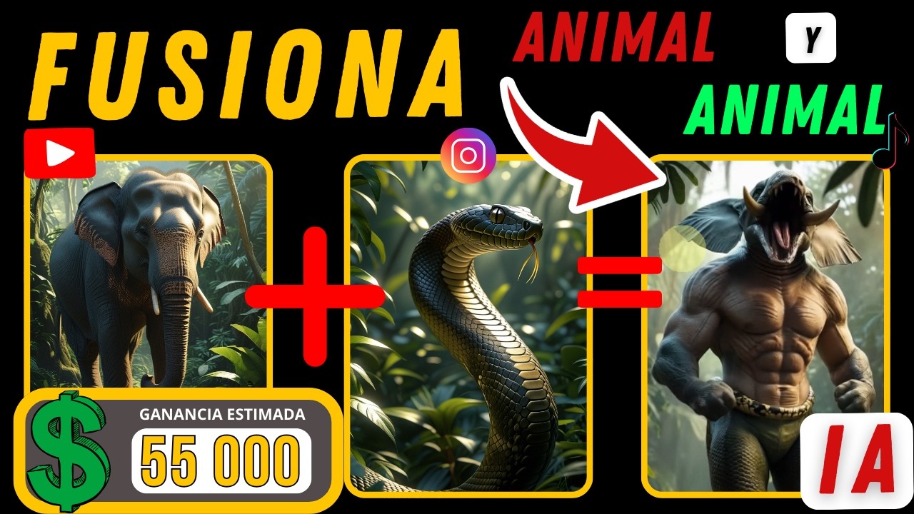 ¡Increíble! Gana 💵 $50 mil /Mes Creando Videos de fusión de animales ...