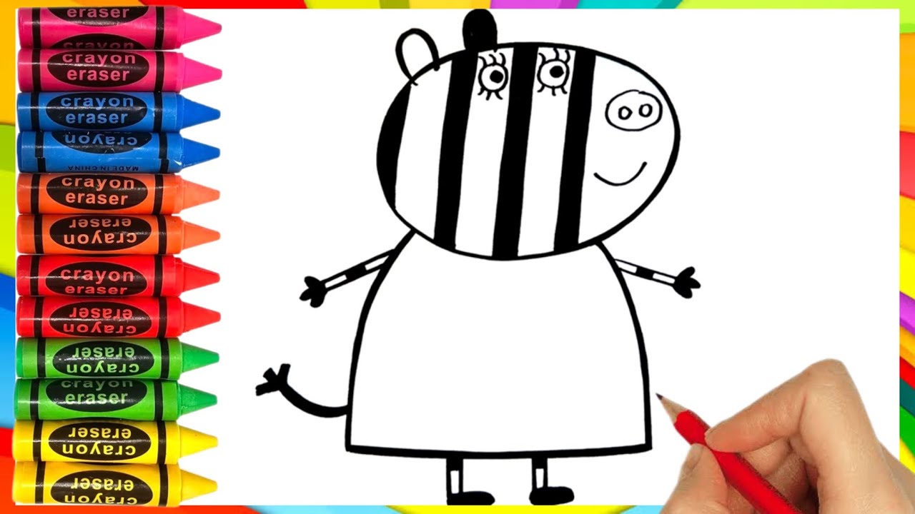 Draw Mummy Zebra From Peppa Pig | How To Draw Peppa Pig - YouTube