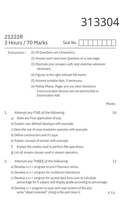 (OOP) msbte k scheme winter 2024 OOP Object-Oriented imp paper #313304 ...